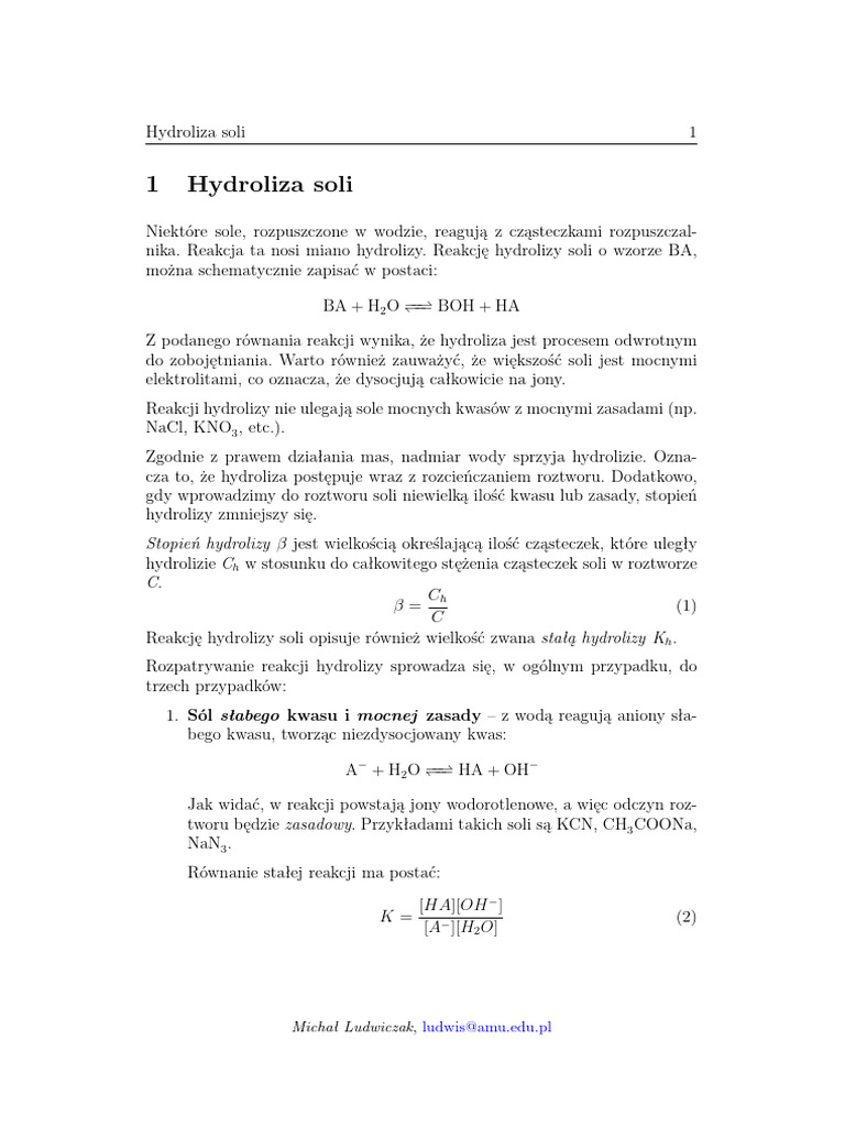 Hydroliza Soli | PDF