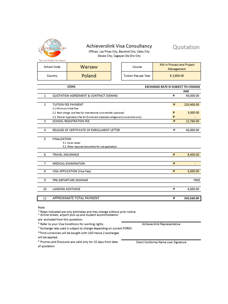 Quotation PL Warsaw Ma Proc Proj MNGT 2024 | PDF | Fee | Visa Inc.