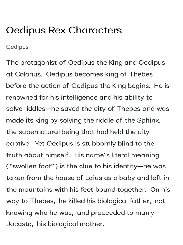 Oedipus Rex Characters | Download Free PDF | Plays Based On European ...
