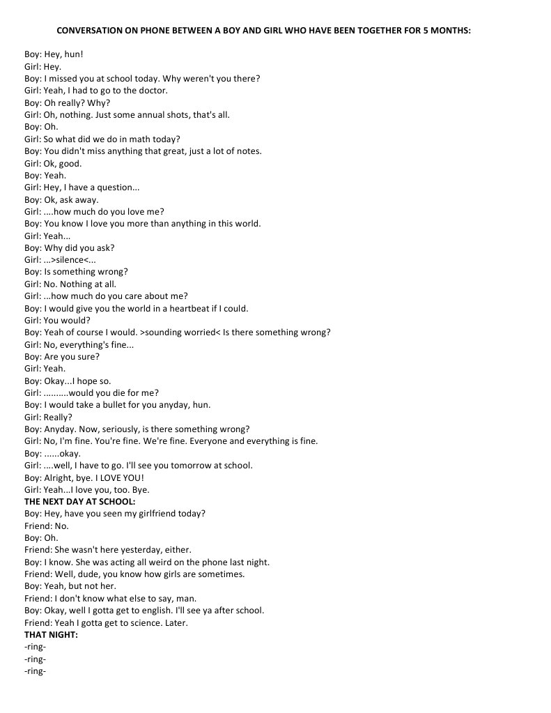 Conversation On Phone Between A Boy and Girl Who Have Been Together For ...