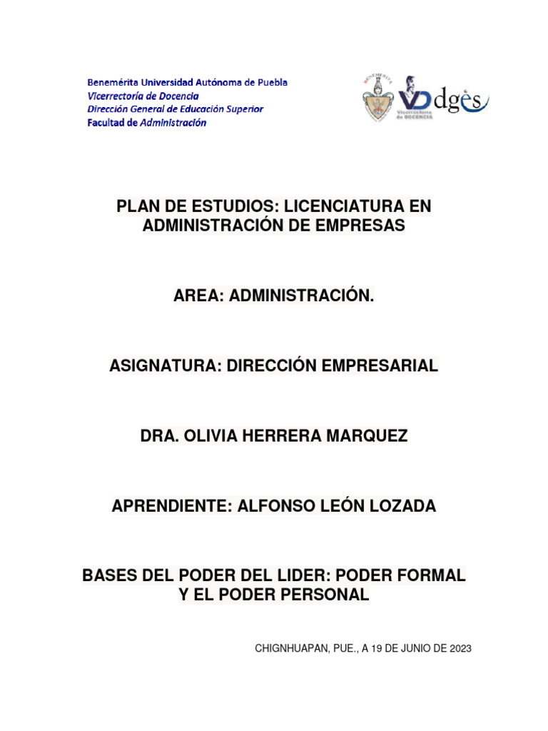 Bases Del Poder Del Lider Poder Formal y El Poder Personal | Descargar ...