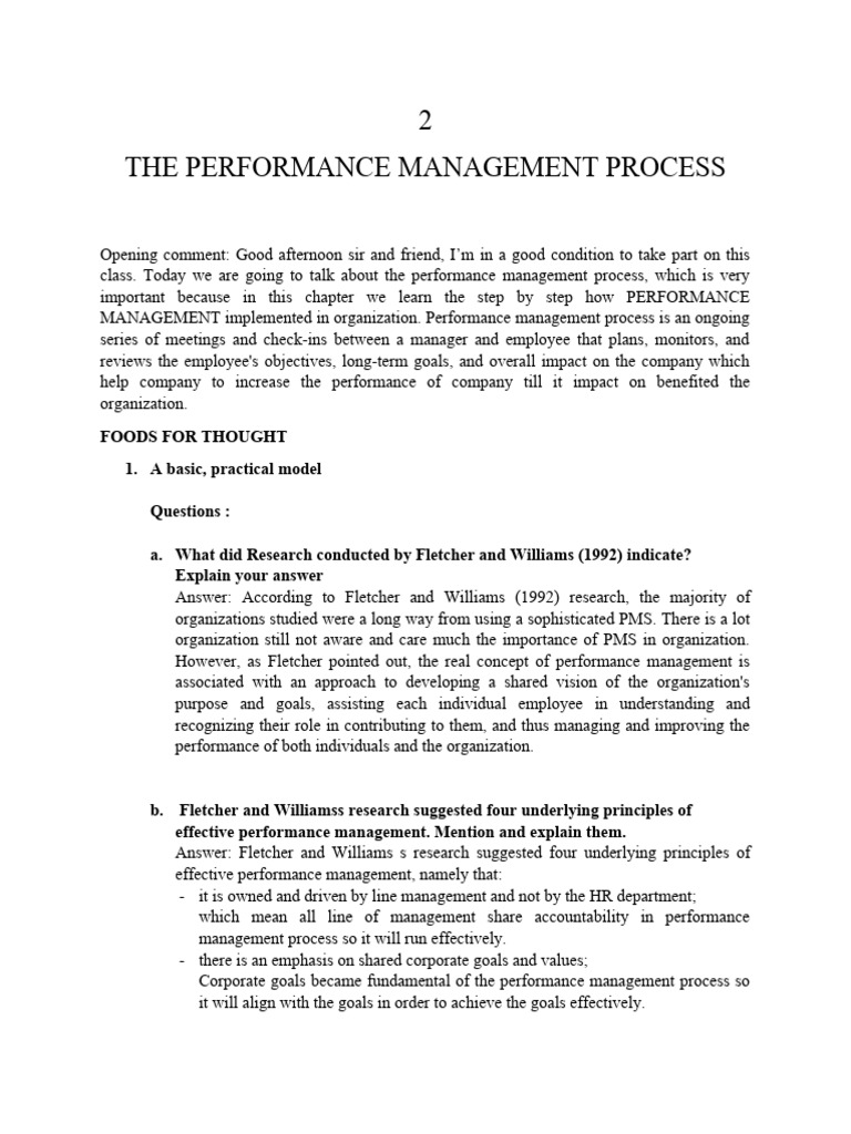 Chapter 2 Performance Management Process and Foods For Thought | PDF ... Chapter 2 Performance Management Process and Foods For Thought | PDF ...