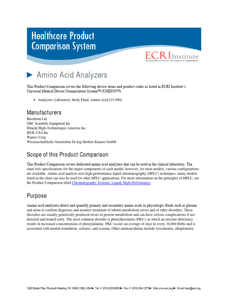 Amino Acid Analyzers - 070413065452 | PDF | Chromatography | High ...