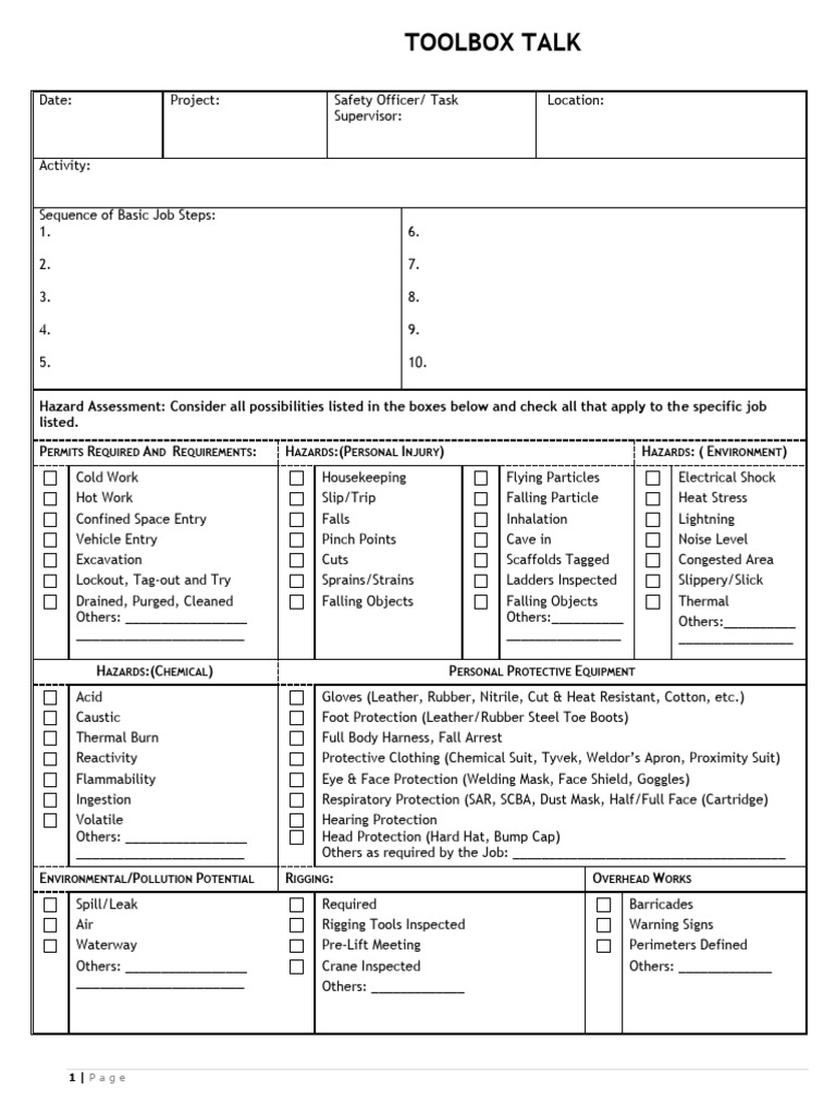 Toolbox Talk | Download Free PDF | Personal Protective Equipment ...