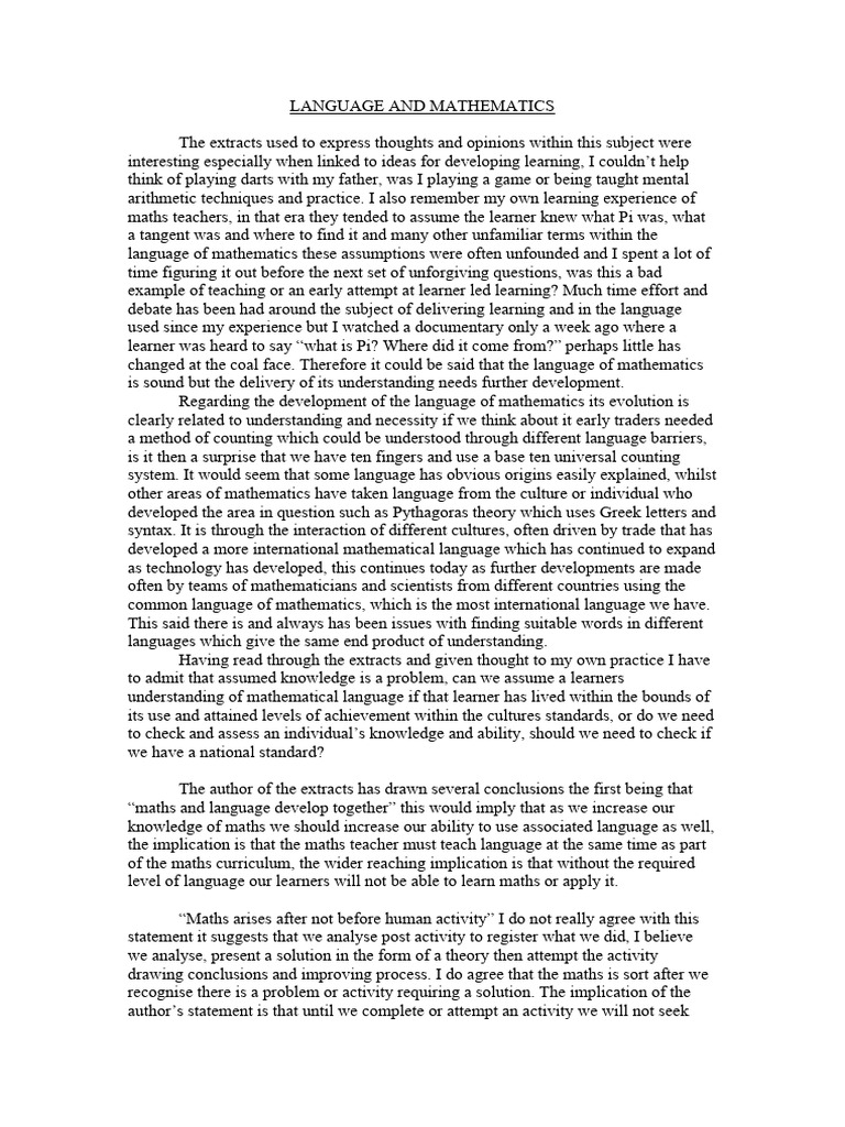 Language's Role in Math Learning | PDF | Mathematics | Learning