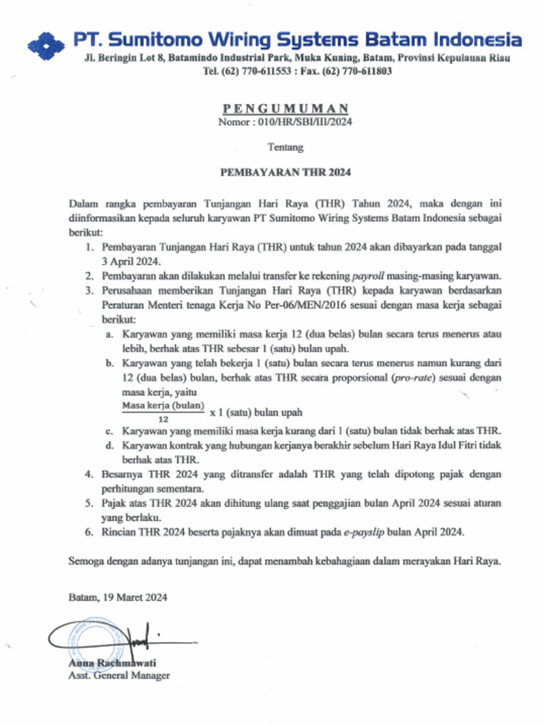 10. Pembayaran THR 2024 | PDF