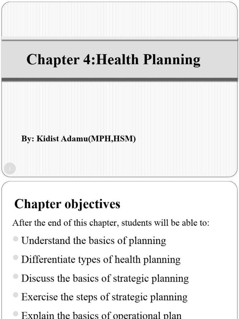 Chapter 4; Health Planning | PDF | Goal | Strategic Planning