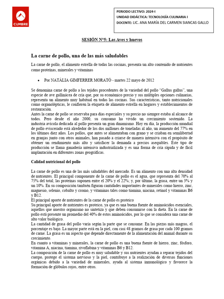 SEPARATA N° 05 - Aves | PDF | Carne | Cocinando