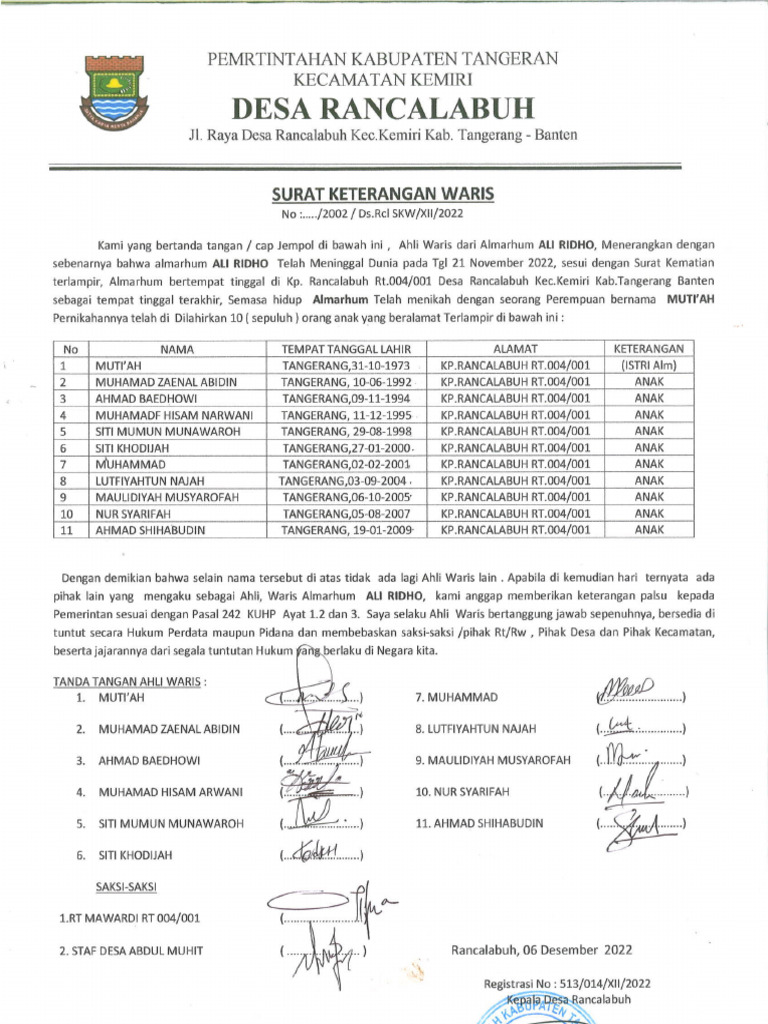 Ket Ahli Waris Ali Rdho | PDF