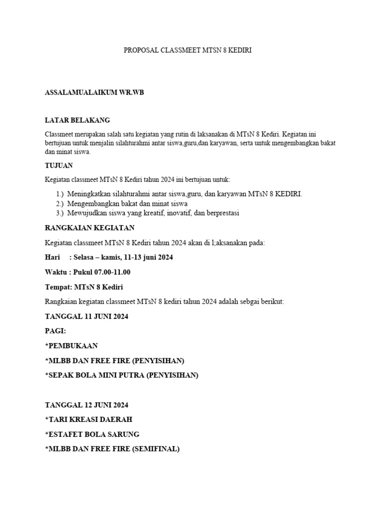 Proposal Classmeet | PDF | Bisnis