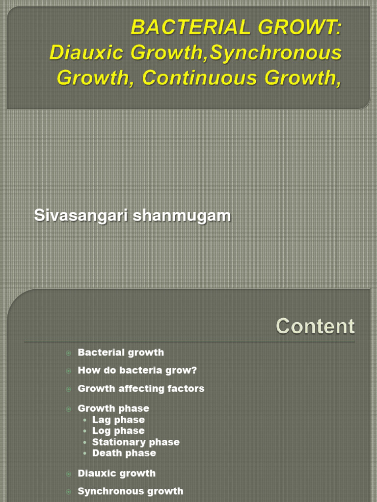 Diauxic and Synchronous Bacterial Growth | PDF | Bacteria | Cell Growth