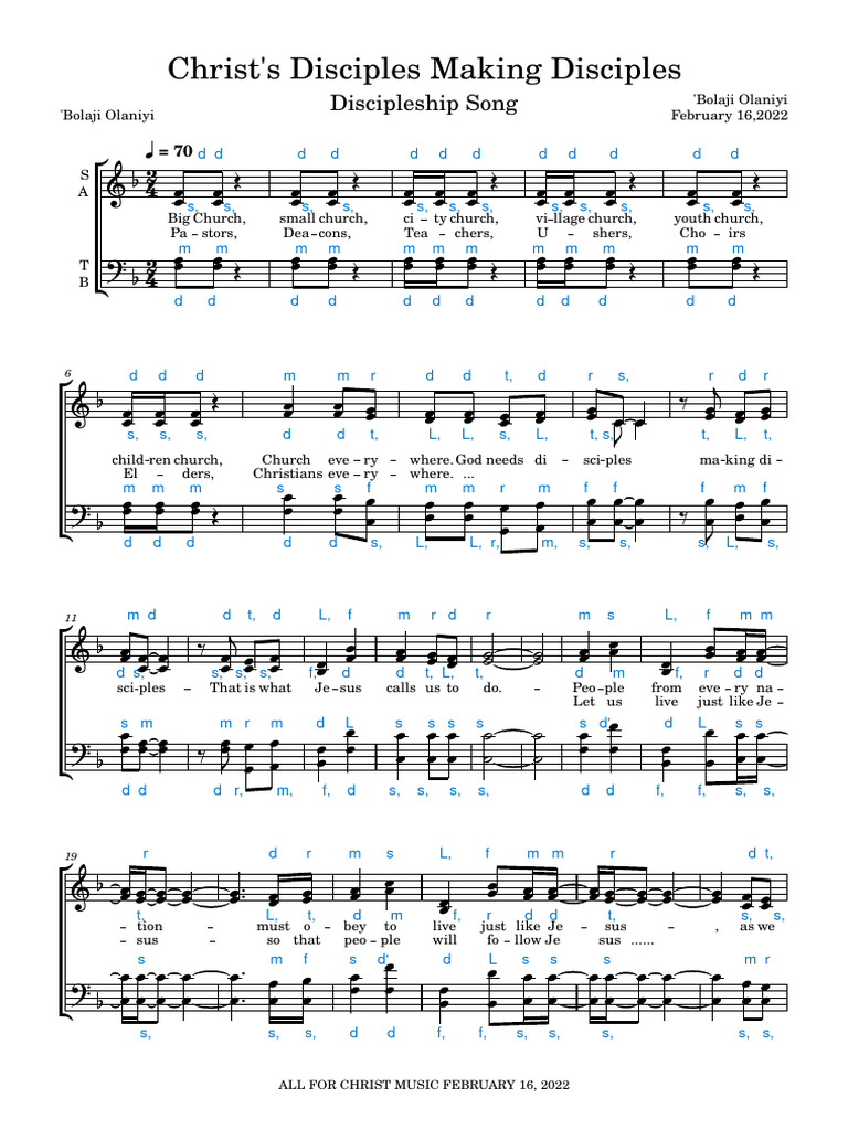 Christ's - Disciples - Making - Disciples With Solfa Notation ...