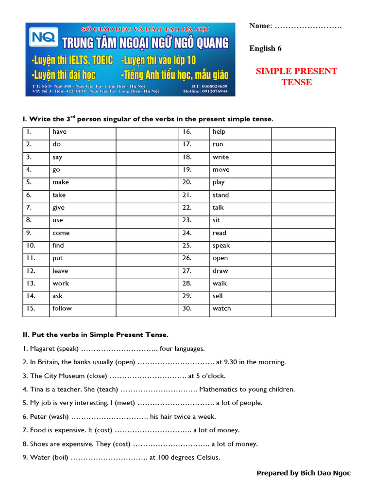 SIMPLE PRESENT TENSE (HTĐ) | PDF | Grammatical Tense | Linguistic Typology
