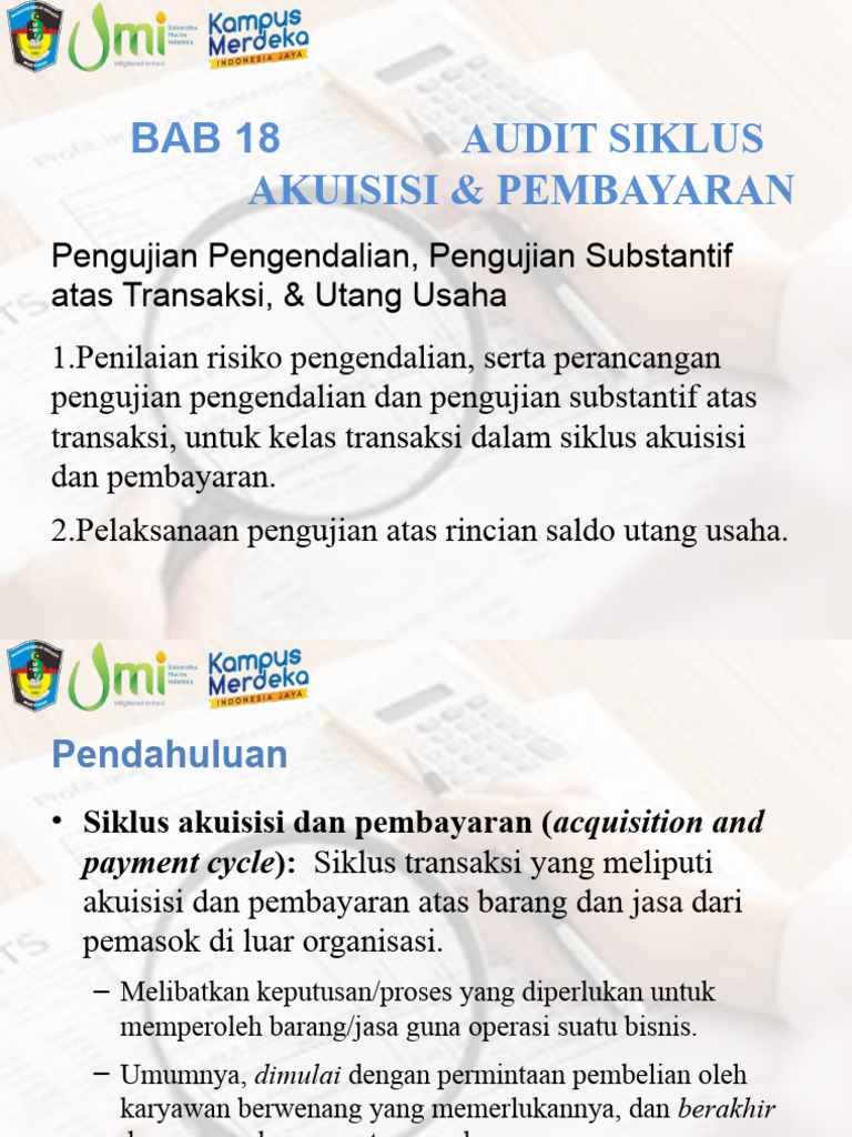 Bab 18 Audit Siklus Akuisisi Dan Pembayaran | PDF