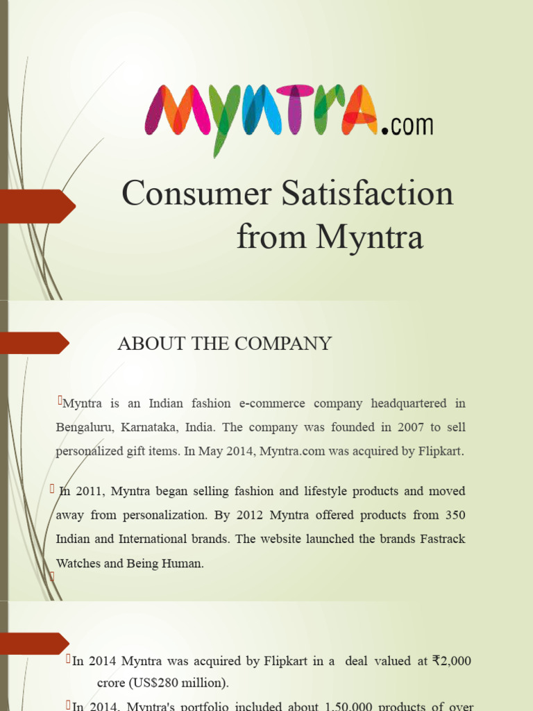 Myntra Consumer Satisfaction Analysis | PDF | Online Shopping ...