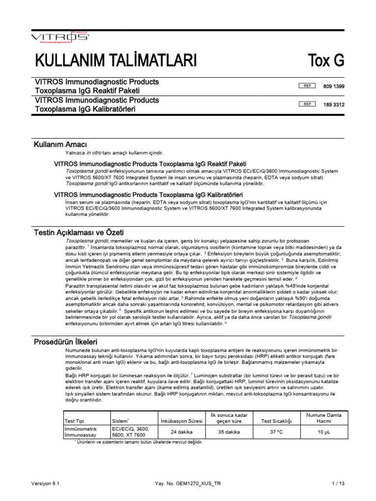Toxo G Vitros | PDF