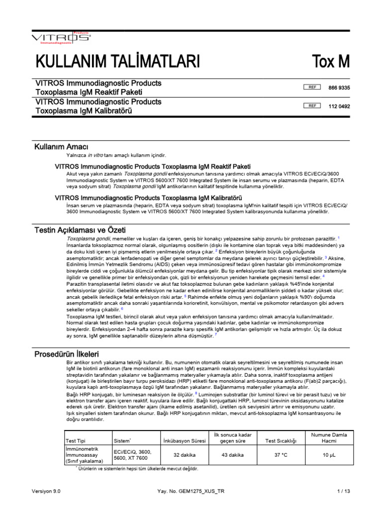 Toxo M Vitros | PDF