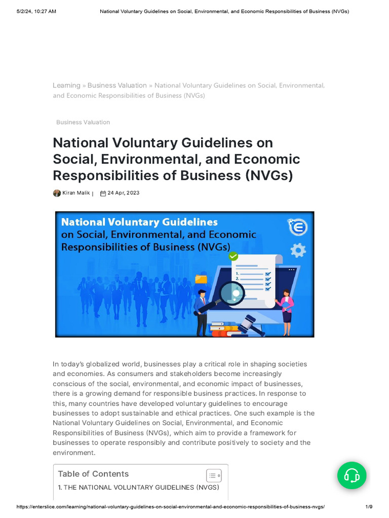 National Voluntary Guidelines On Social, Environmental, and Economic ...