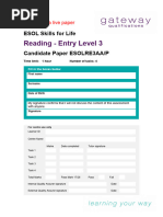ESOL - Entry 1 - Reading Candidate Paper - Practice Paper A | PDF