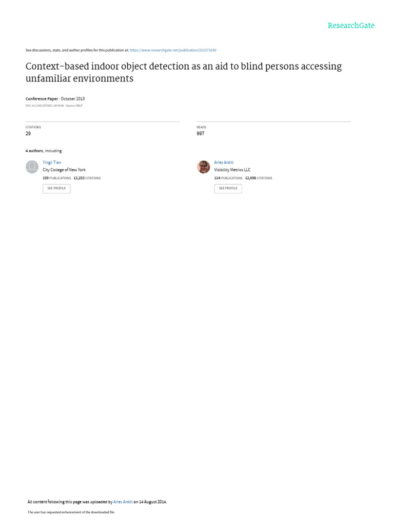 Context-Based Indoor Object Detection As An Aid To | PDF | Visual ...