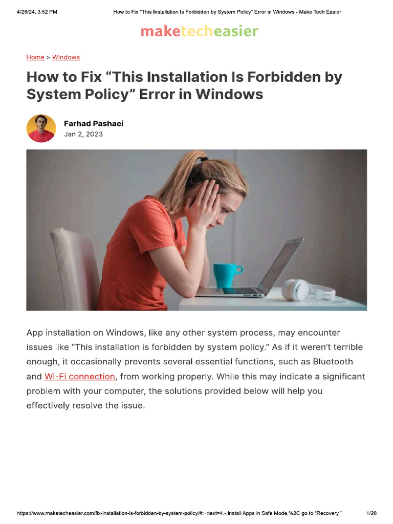 Installation Forbidden by System Policy 8 | PDF