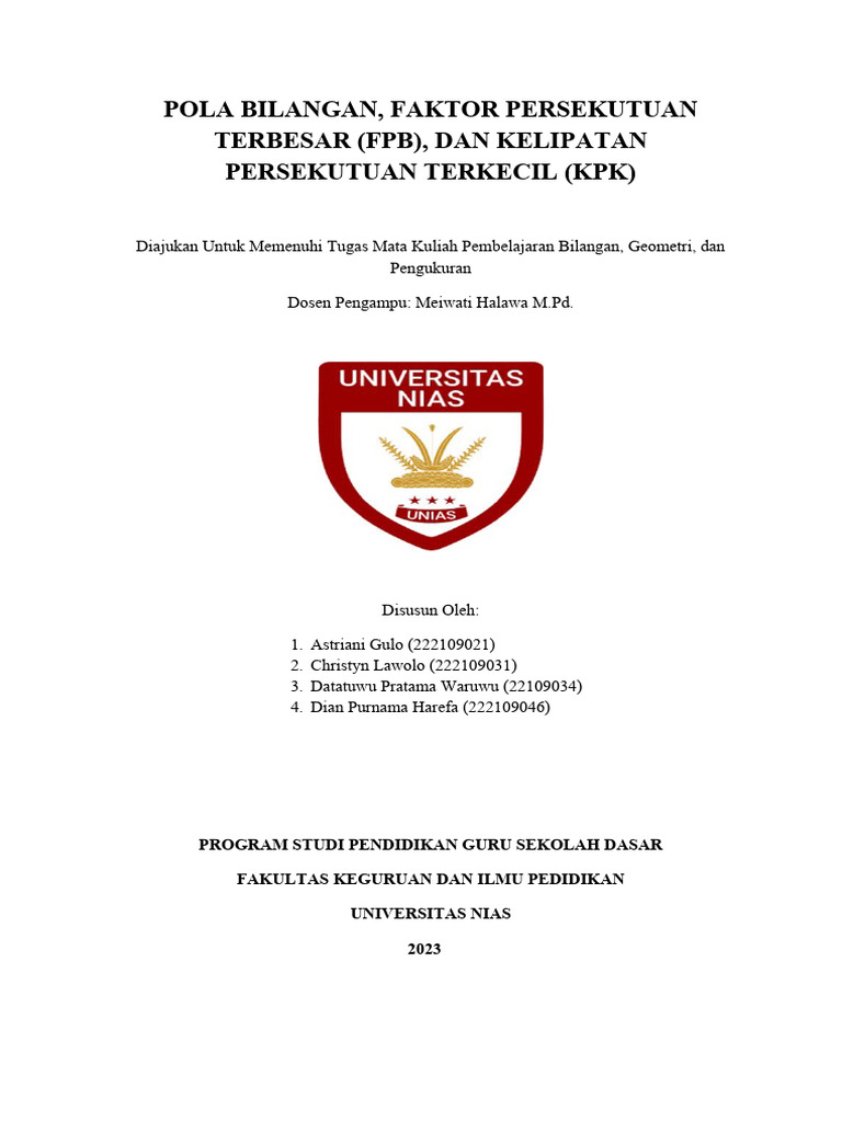 KPK dan FPB: Konsep dan Contoh Soal | PDF