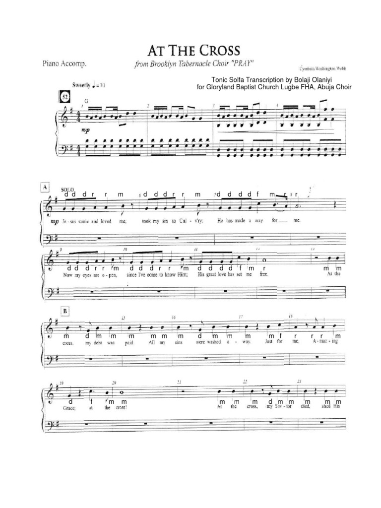 At The Cross - Choral with solfa notation | PDF | Musical Compositions ...