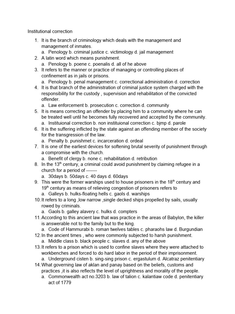 Institutional Correction | PDF | Prison | Crimes