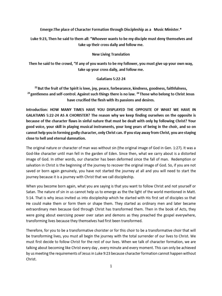 Emerge - The Place of Character Formation Final | PDF | Jesus ...