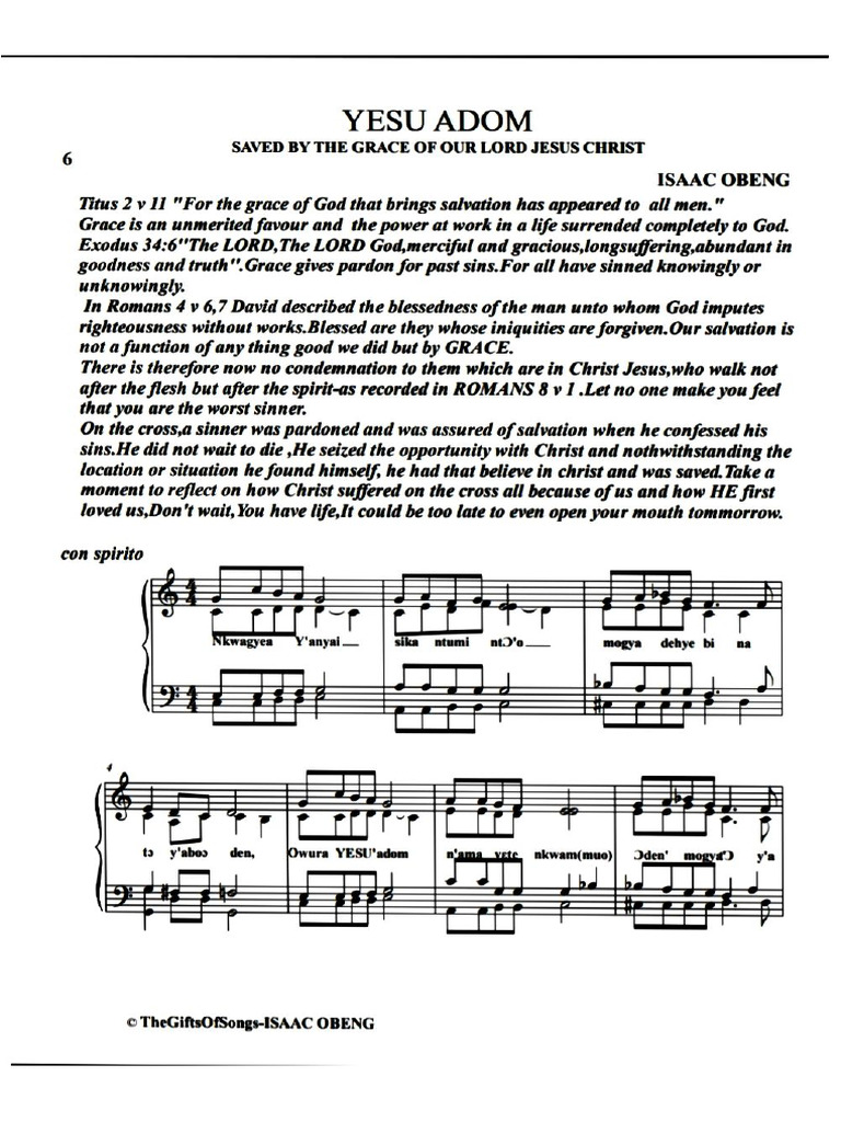 Yesu Adom - Isaac Obeng Staff | PDF