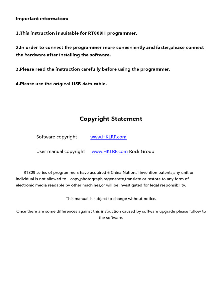 RT809H Manual | PDF | Business