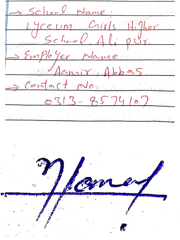 Selfie, employer name, signature | PDF