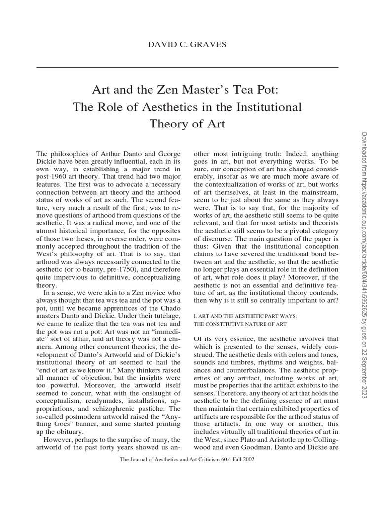 Art and The Zen Master's Tea Pot - The Role of Aesthetics in The ... Art and The Zen Master's Tea Pot - The Role of Aesthetics in The ...