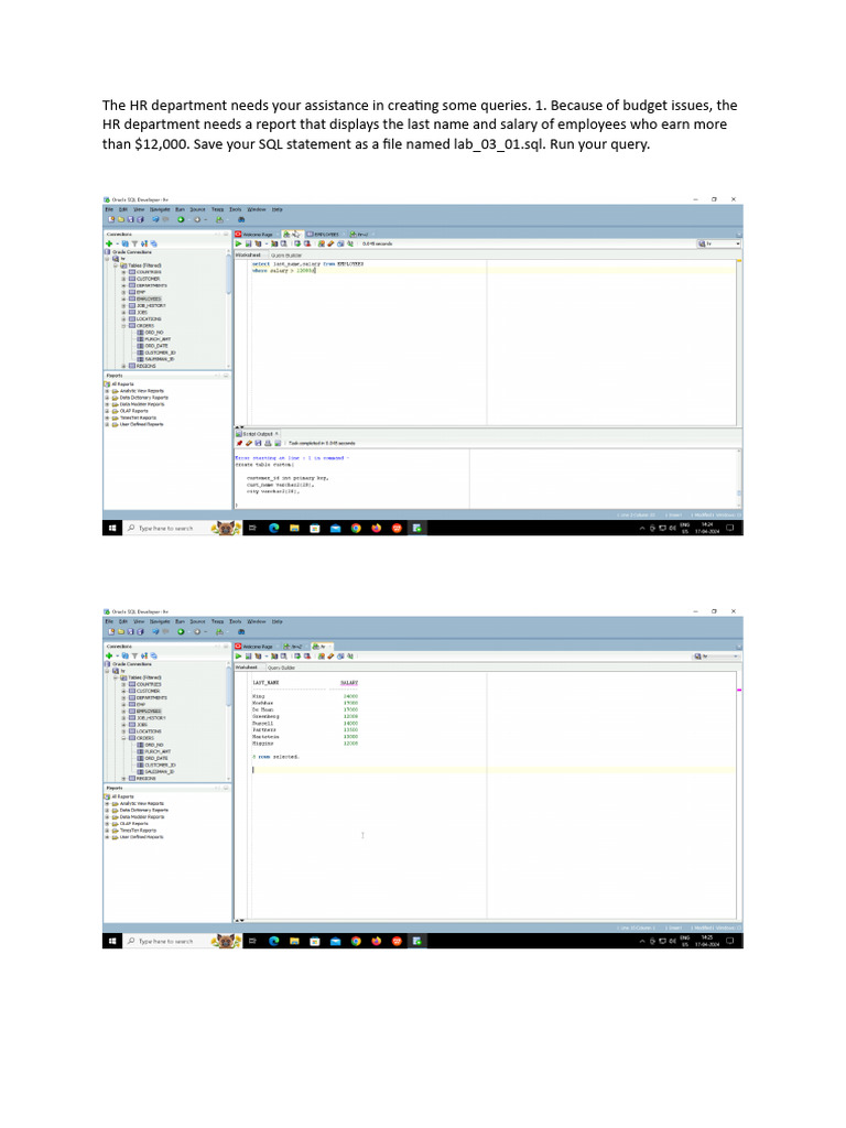 SQL Queries for HR Employee Reports | PDF