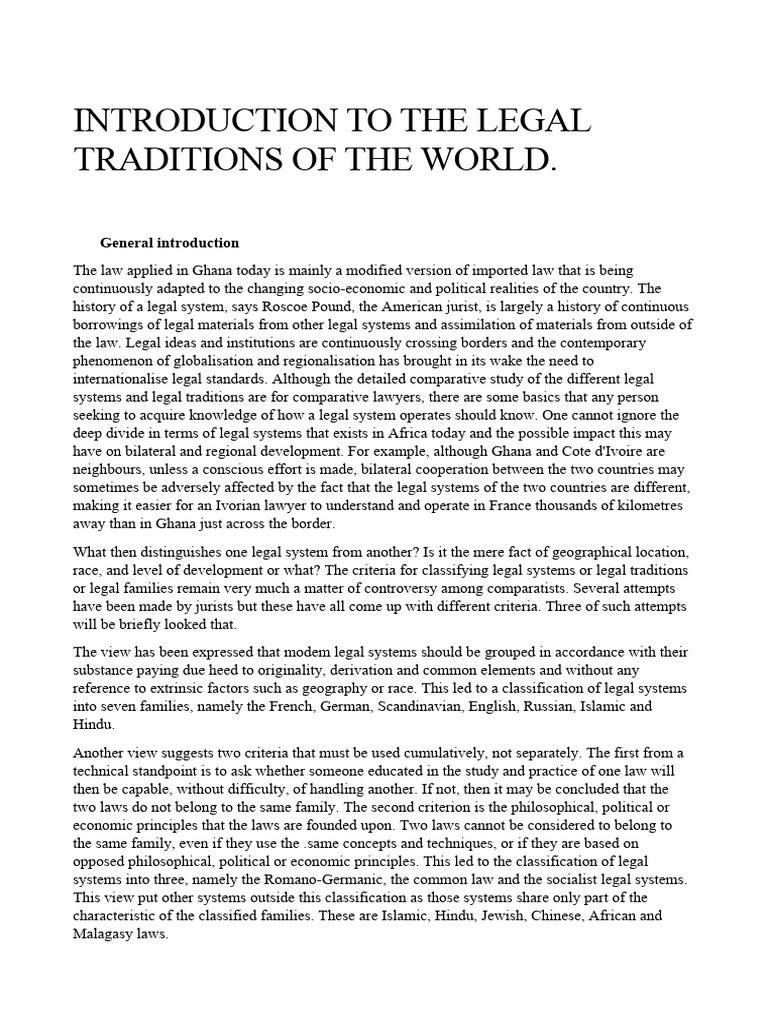 Introduction To The Legal Traditions of The World | PDF | Common Law ...