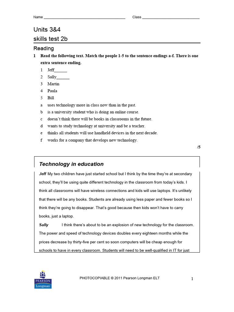 Skills Test 2B | PDF | Educational Technology | Human Communication