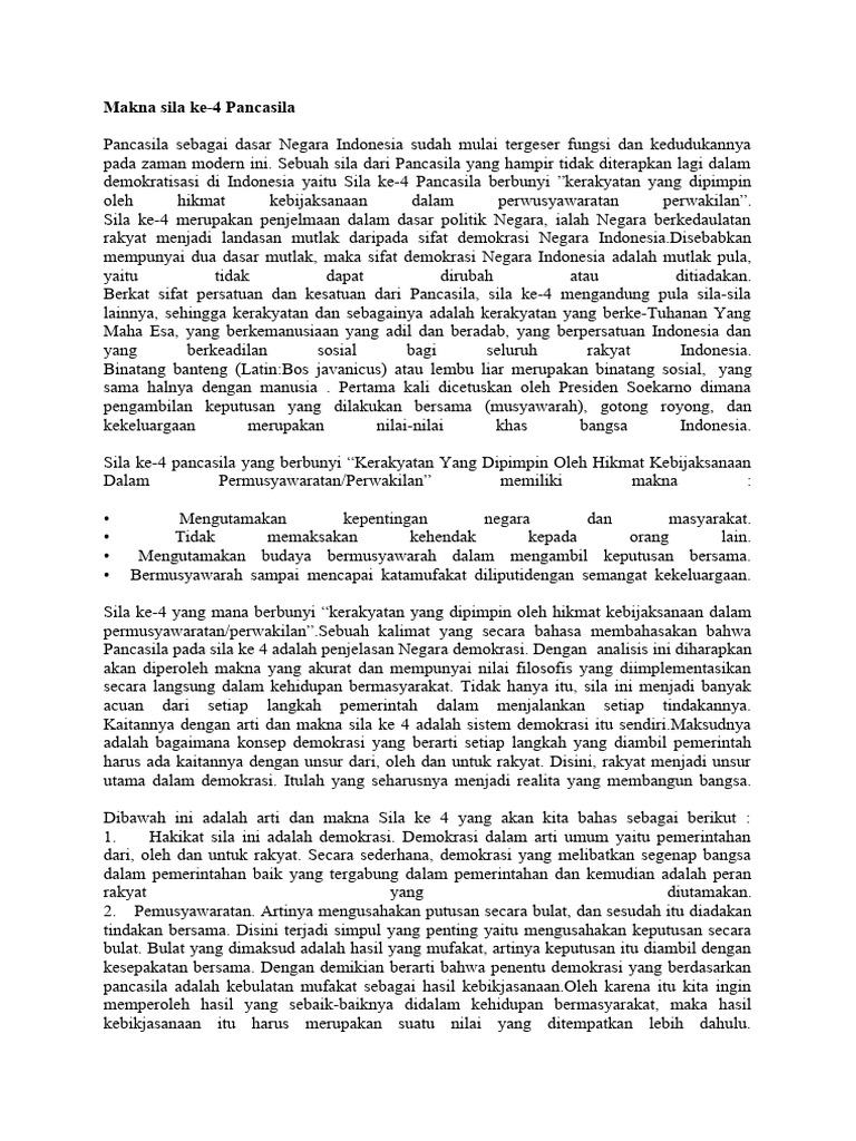 Makna Sila Ke 4 Pancasila | PDF