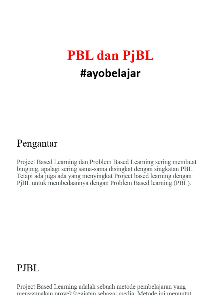 PBL Dan PJBL | PDF