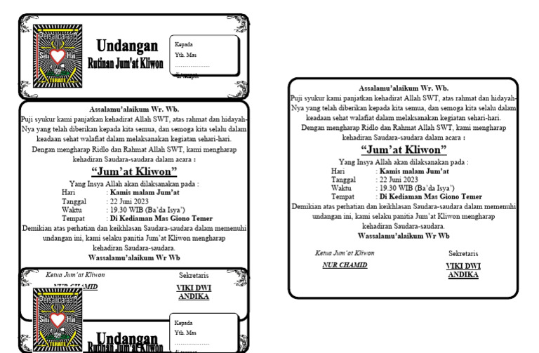 Undangan Rutinan Jumat Kliwon PSHT 2 | PDF