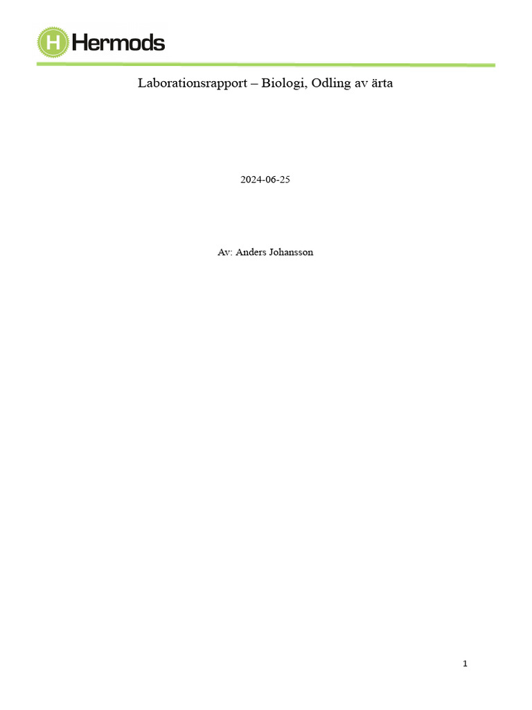 Odling Av Ärta - Rapport - A-Nivå | PDF