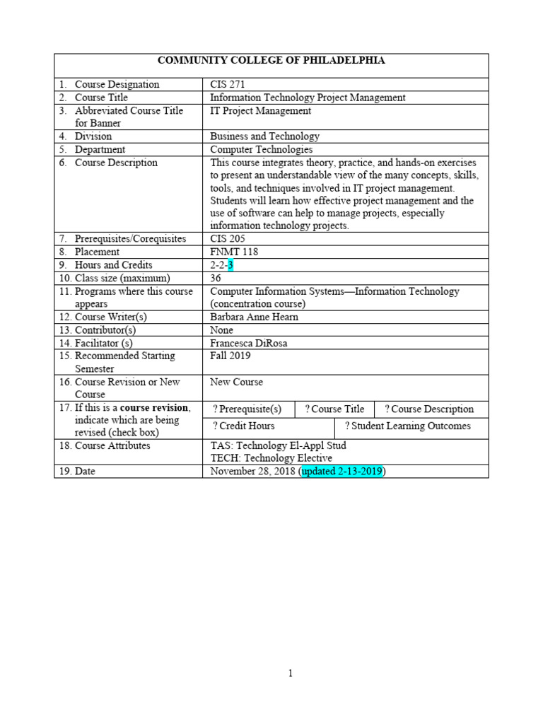 IT Project Management Course Overview | PDF | Project Management | Risk