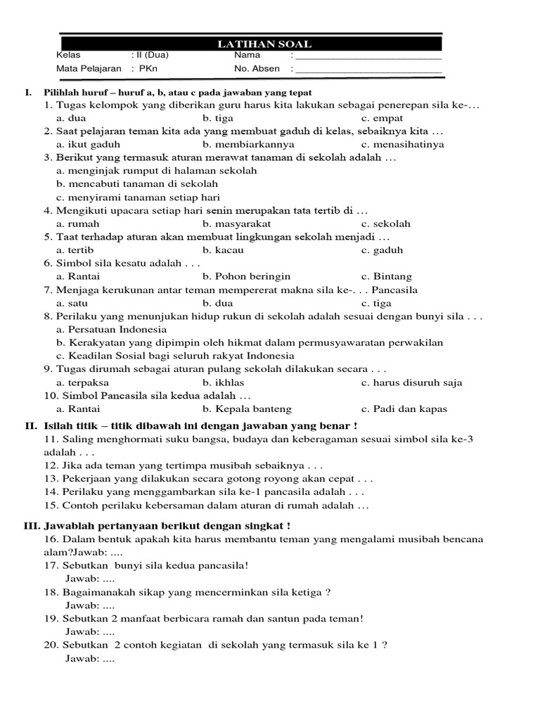Asts PPKN Kls.2a 2023-2024 | PDF