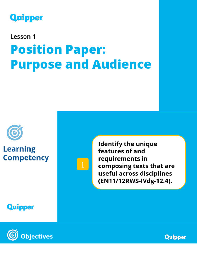 RW 11 12 Unit 18 Lesson 1 Position Paper Purpose and Audience | Download Free PDF | Linguistics ...