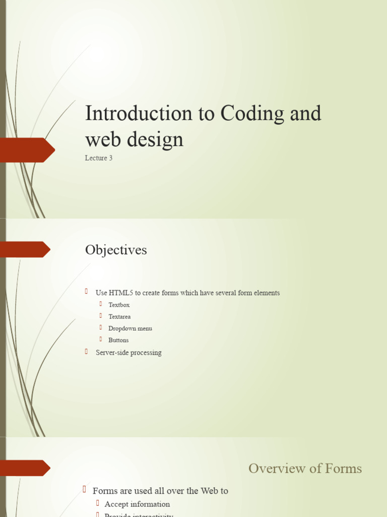 Lecture HTML Forms | PDF | Html Element | World Wide Web Lecture HTML Forms | PDF | Html Element | World Wide Web
