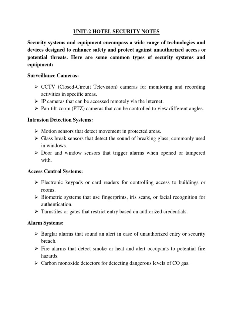 HOTEL SECURITY -UNIT-2 | PDF | Security | Computer Security