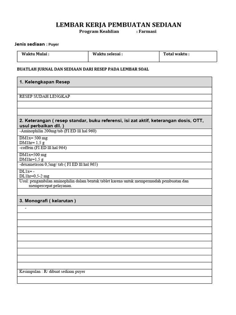 Resep Puyer Aminophilin dan Dexametason | PDF | Sains & Matematika