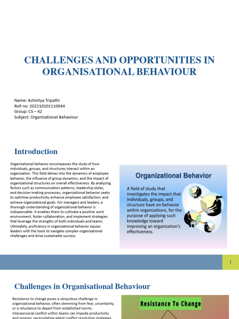 Challenges and Opportunities in Organisational Behaviour 044 | PDF ...