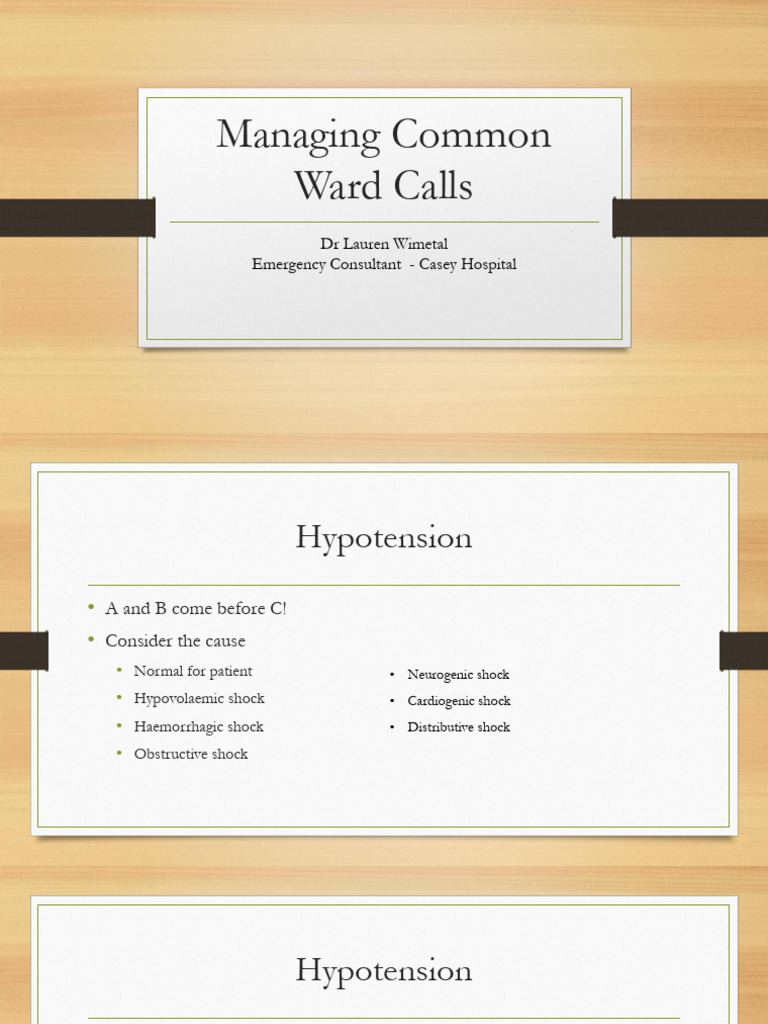 Managing Ward Calls: Hypotension & More | PDF | Shock (Circulatory ...