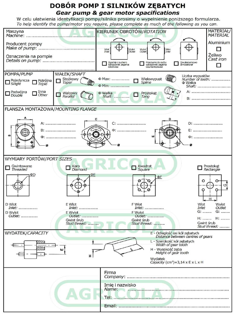 Formularz Doboru Pompy PDF | PDF
