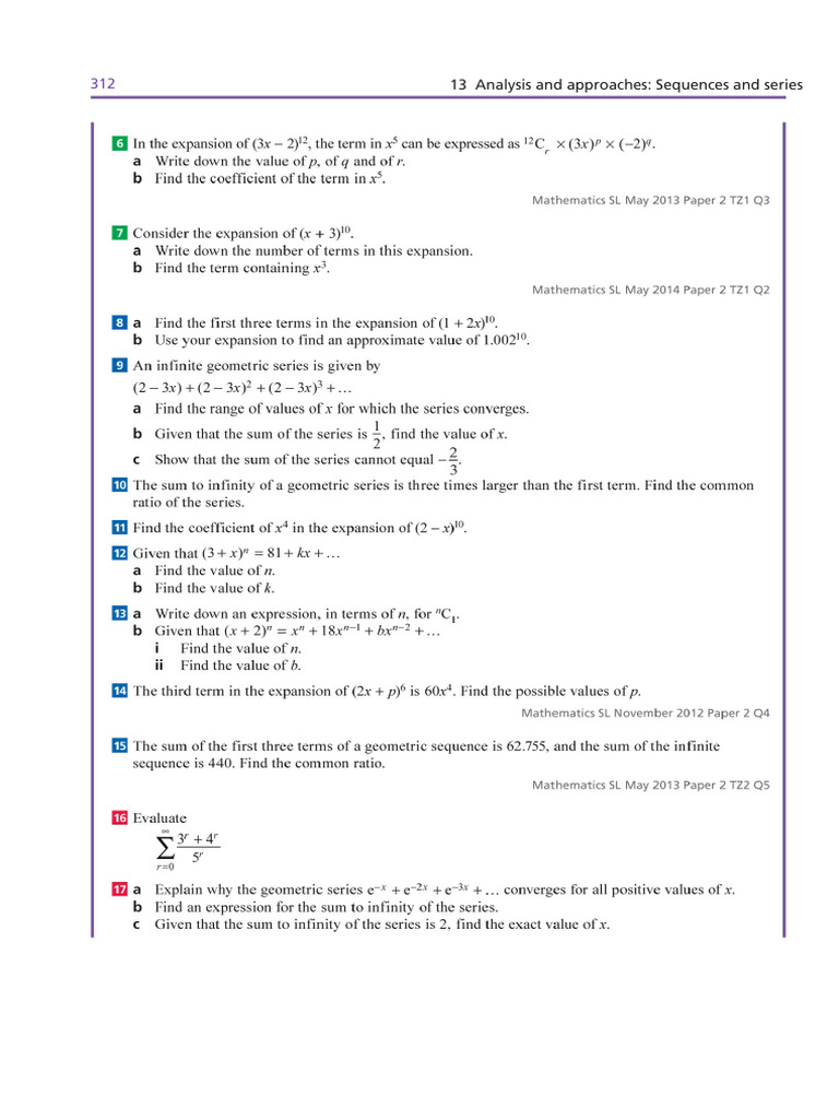 IB SL Ch13 Mix Prac | PDF | Sequence | Infinity